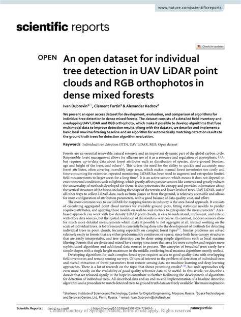 Pdf An Open Dataset For Individual Tree Detection In Uav Lidar Point