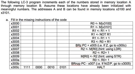 The Following Lc 3 Program Increments Each Of The