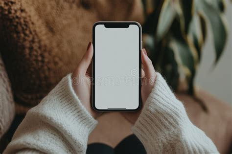 Woman Holding Phont With A Blank Screen In Her Hands Stock Illustration Illustration Of White