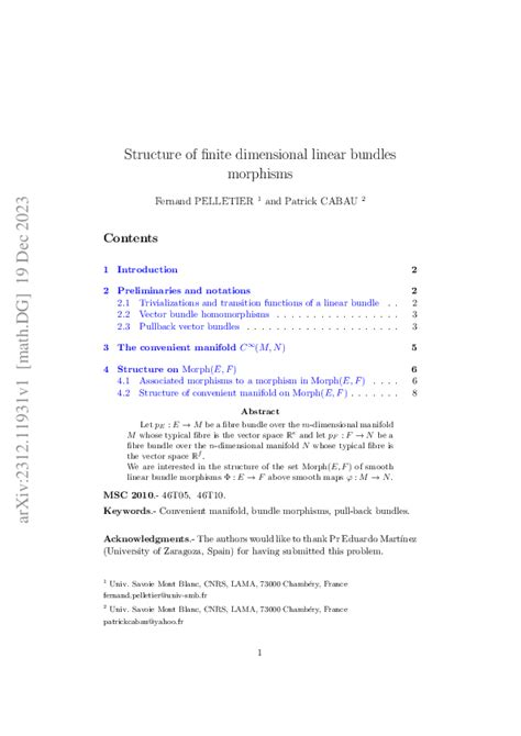 Pdf Structure Of Finite Dimensional Linear Bundles Morphisms