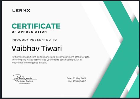 vaibhav tiwari on linkedin achievement certificateofappreciation