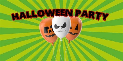 할로윈 개념 활기찬 색상 재미 에너지 배경에 할로윈 파티 텍스트와 3d 할로윈 얼굴 풍선 개체 0명에 대한 스톡 사진 및 기타 이미지 Istock