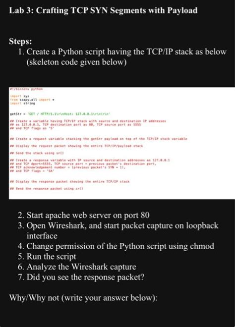 Steps Create A Python Script Having The TCP IP Chegg