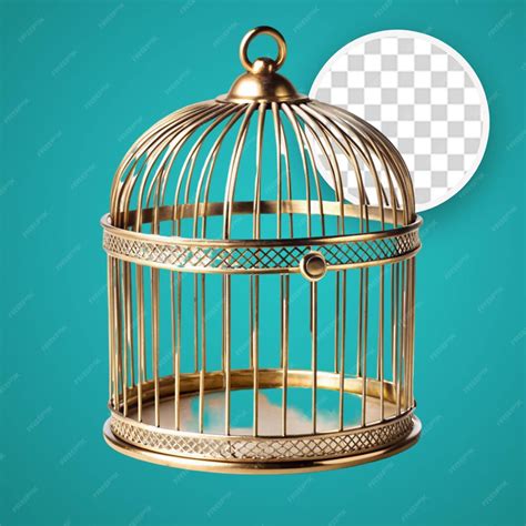 Golden Bird Cage With Open Door 3d Rendering Premium Ai Generated Psd