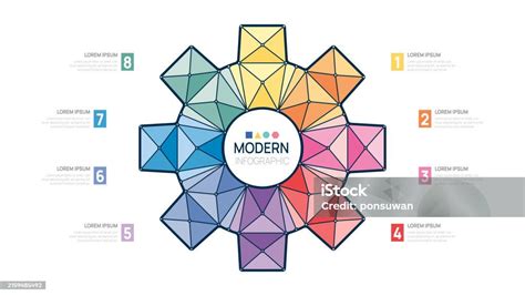 비즈니스를 위한 인포그래픽 기하학적 기어 다이어그램 템플릿입니다 8단계 프리젠테이션 벡터 인포그래픽 개념에 대한 스톡 벡터 아트 및 기타 이미지 Istock