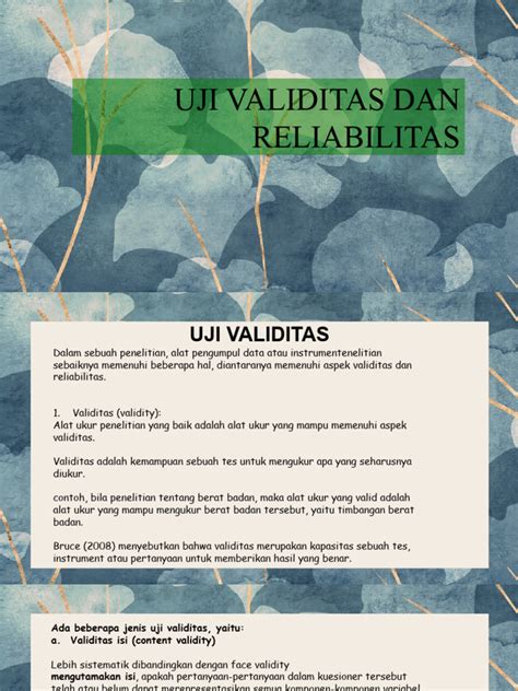 Uji Validitas Dan Reliabilitas Instrumen Pdf Komputer