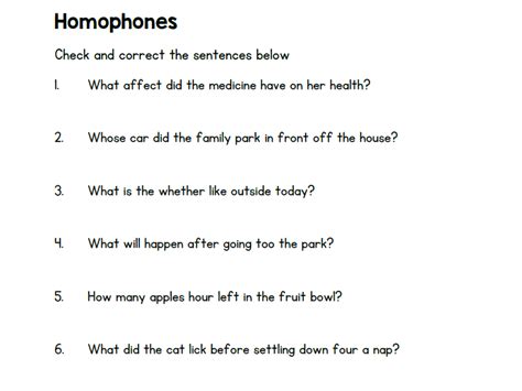 spot the errors homophones teaching resources