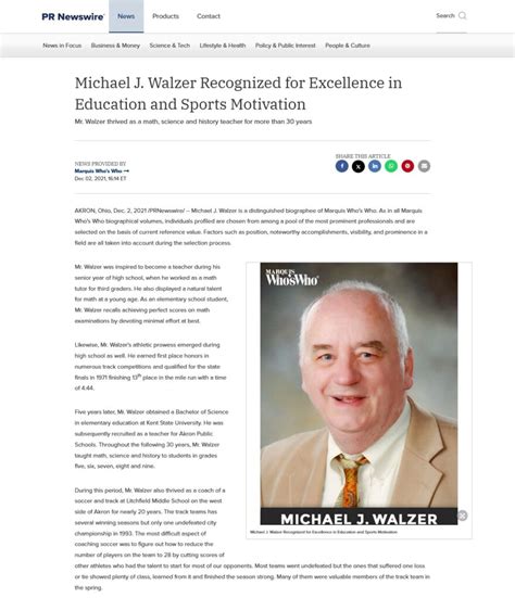 Michael Walzer Marquis Whos Who Spotlight