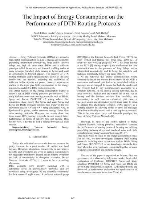 Pdf The Impact Of Energy Consumption On The Performance Of Dtn