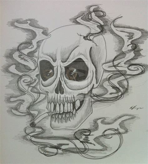 Skulls With Smoke Drawings