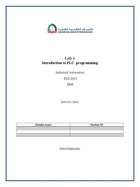 Ele 2613 Industrial Automation Labmanual Pdf Programmable Logic Controller Automation