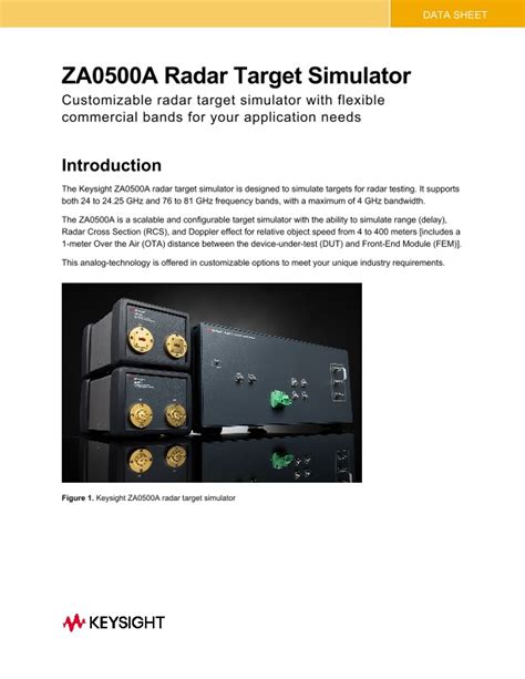 Za0500a Radar Target Simulator Pdf Asset Page Keysight