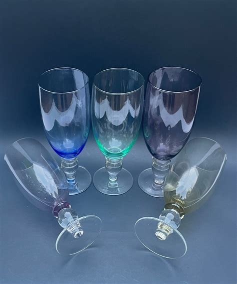 Vintage Stemware Set Of Drinking Glasses Block Crystal Water Etsy