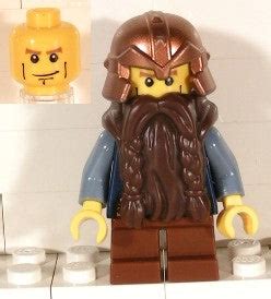 Lego Minifig Castle Cas355 Fantasy Era Dwarf Dark Brown Beard Copper