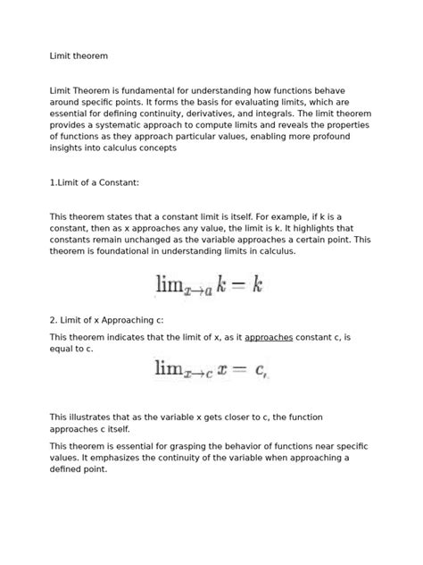limit theorem theories completed pdf function mathematics limit
