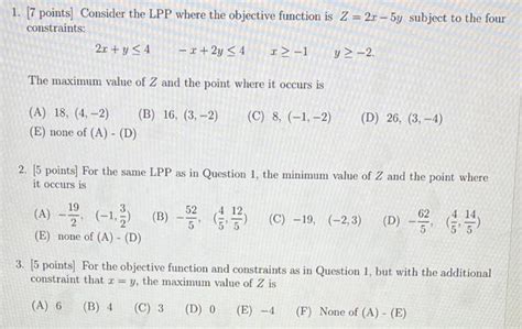 solved 1 [7 points consider the lpp where the objective