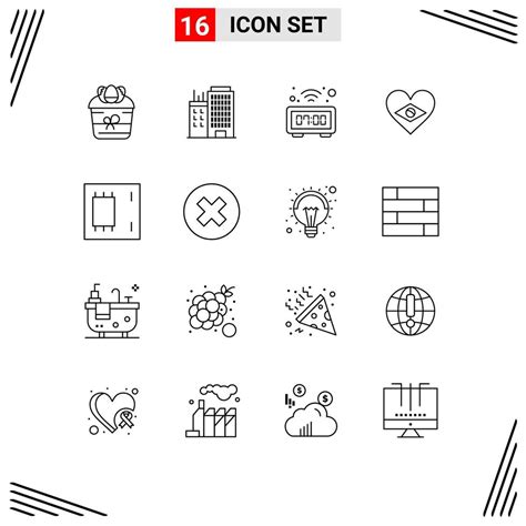 16 Thematic Vector Outlines And Editable Symbols Of Chip Flag Real