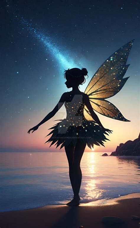 Tinkerbell In The Night Sea Beach Digital Art Fair By Sorayascorner On