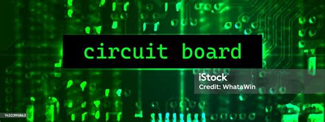 Circuit Board Realistic Vector Illustration Black And Green Background Stock Illustration