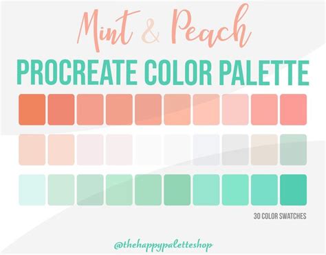 Mint And Peach Procreate Color Palette Ipad Lettering Digital Art