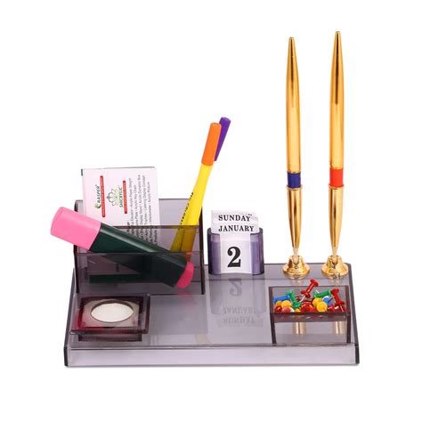 Rasper Office Pen Stand With Visiting Card Holder Stand Desk Organiser