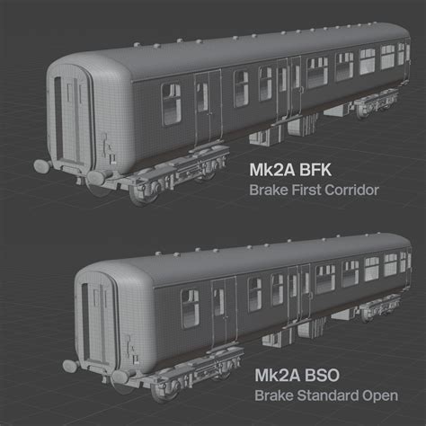Stl File British Rail Mk2a Coach Bundle Bso Fk Tso Bfk 🚆 ・3d