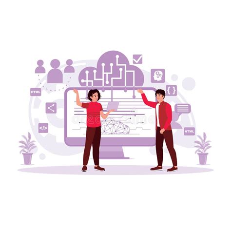 Two Male Developers Design And Develop The Web With Computers Stock