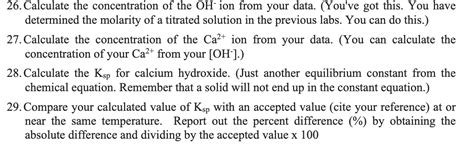 26 Calculate The Concentration Of The Oh−ion From