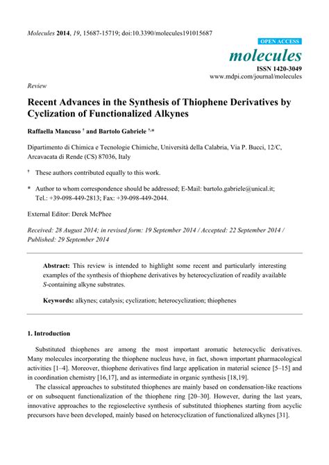 Pdf Cheminform Abstract Recent Advances In The Synthesis Of