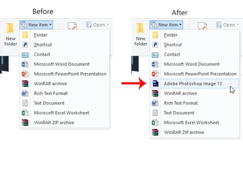 Add New File Type In New Item Of Windows Explorer Ribbon Menu