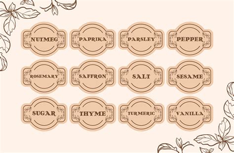 식료품 저장실에 향신료 항아리를 정리하기 위한 빈티지 라벨 및 스티커 세트 허브와 향신료에 라벨을 붙이는 데 적합하여 주방 수납을 개선하고 모든 것을 깔끔하게 정리할 수