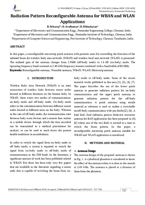 Pdf Radiation Pattern Reconfigurable Antenna For Wban And Wlan