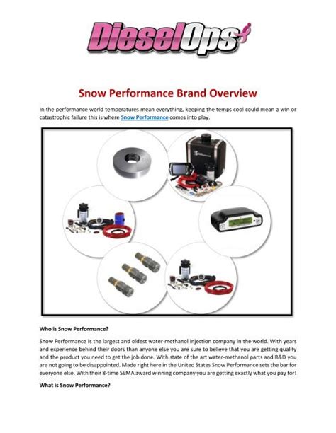 Snow Performance Brand Overview