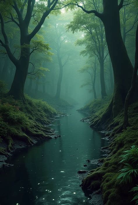 Black Liquid In Forest Seaart Ai