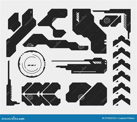 Hud Cyberpunk Interface Elements Set Techno Futuristic And Scifi Digital Game Box Border