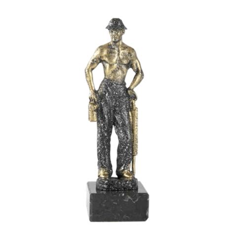 Minero Con Torso Desnudo Pico Y Lampara 22cm