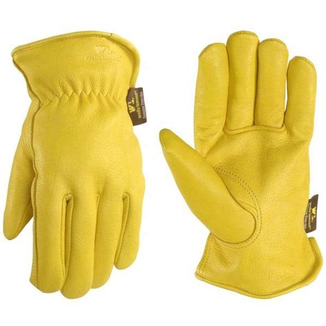 Mens Deerskin Insulated Shirred Wrist Gloves Wells Lamont