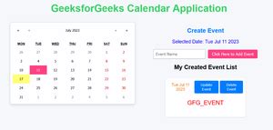 Event Calendar Using React GeeksforGeeks