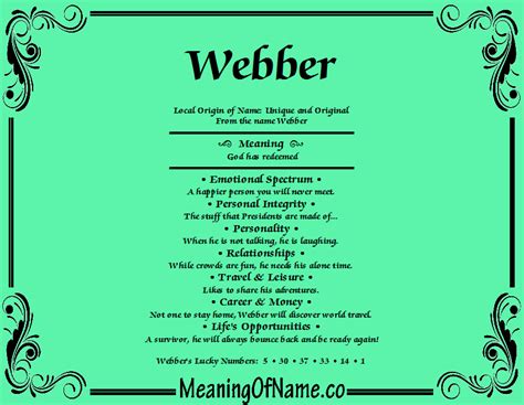 Webber Meaning Of Name