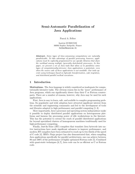 Pdf Semi Automatic Parallelization Of Java Applications
