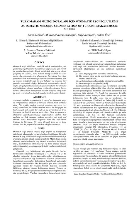 Pdf Automatic Melodic Segmentation Of Turkish Makam Music Scores
