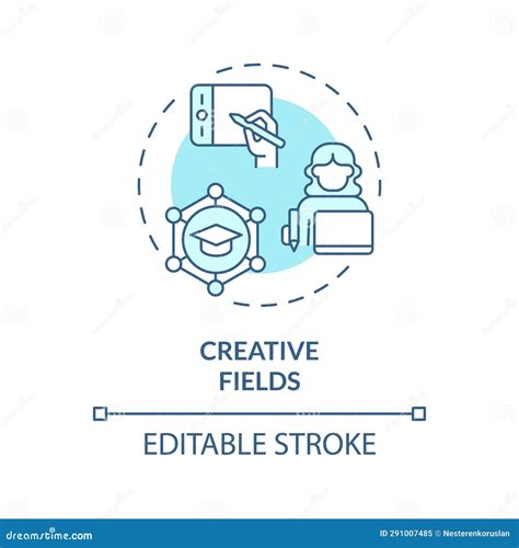 2d Blue Thin Linear Icon Creative Fields Concept Stock Illustration