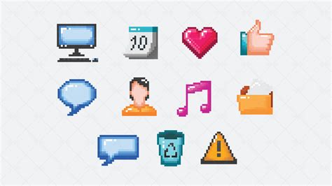 11 Pixel Art Icons Graphics Motion Array