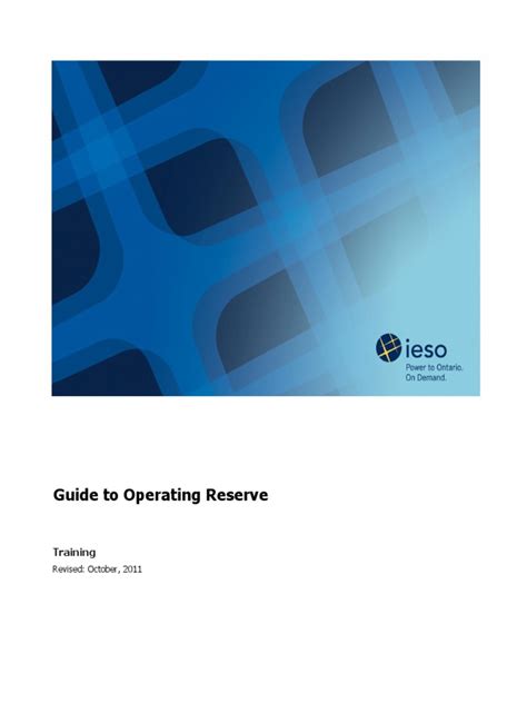 Guide To Operating Reserve Pdf Electrical Grid Electrical Engineering