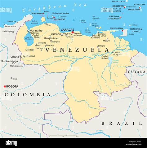 South America Venezuela Map Atlas Map Of The World Travel Stock