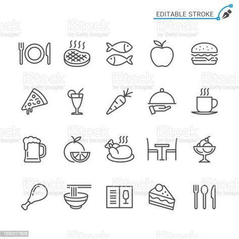 음식 라인 아이콘입니다 편집 가능한 선입니다 픽셀 완벽 한입니다 아이콘에 대한 스톡 벡터 아트 및 기타 이미지 아이콘 음식 상징 Istock