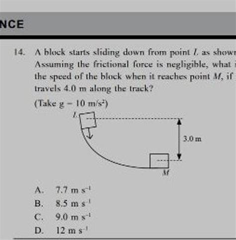 a block starts sliding down from point l as shown assuming the frictiona
