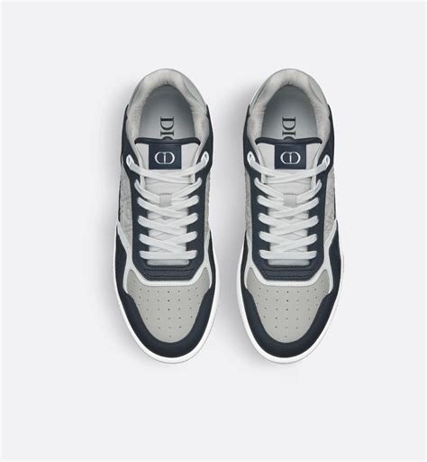 B27 Uptown Low Top Sneaker Navy Blue Dior Gray And White Grained