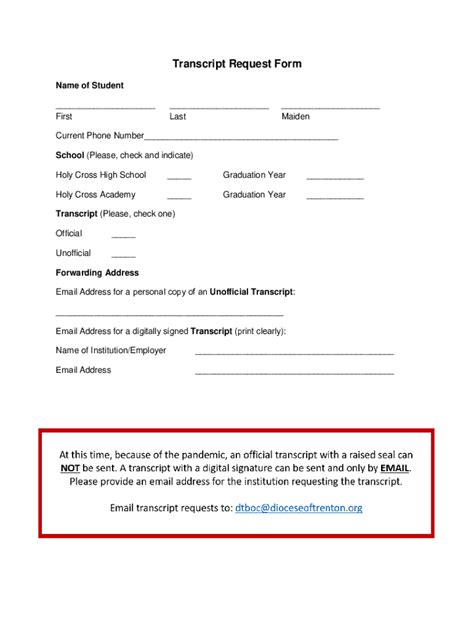 Fillable Online Transcript Verification Request Form Fax Email Print