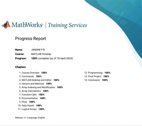 Matlab Matlabonramp Certificateofcompletion Technicalskills